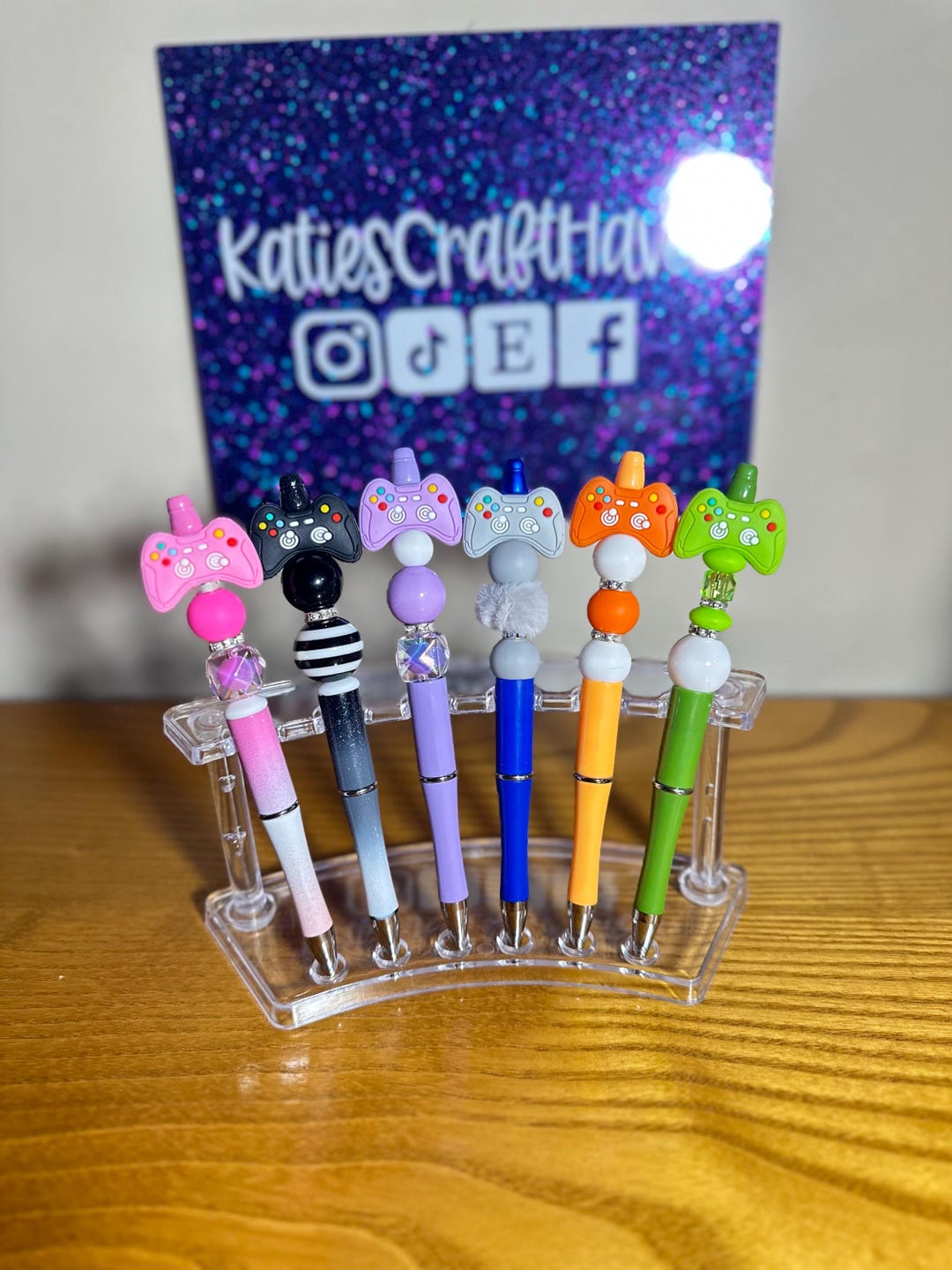 Gamer Beaded Pens Handmade Controller Pens for Gamers, Refillable Black ...