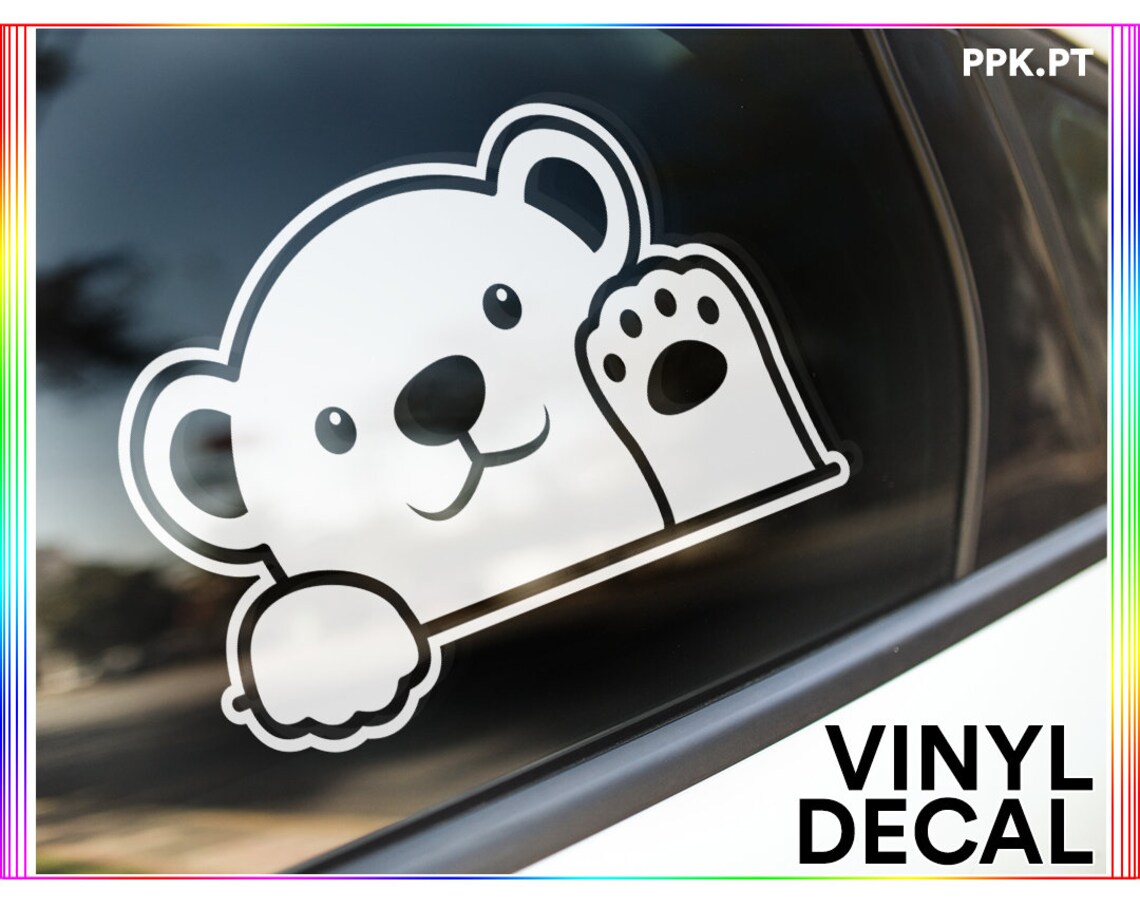 Cute Bear Vinyl Decal Sticker for Car Yeti Laptop | Etsy