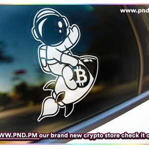 Bitcoin Rocket Moon Astronaut Vinyl Decal Sticker for Car - Etsy