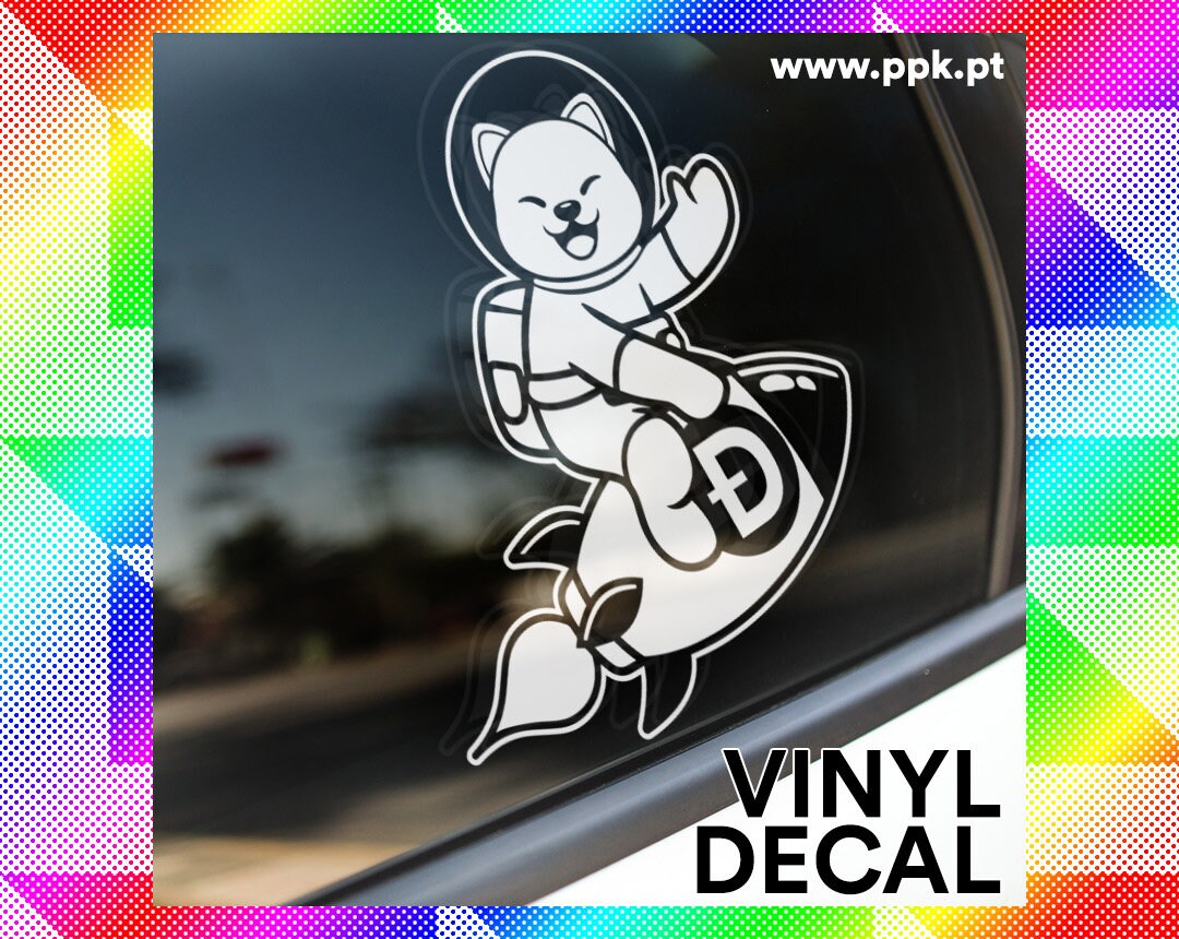 Doge Dogecoin Rocket Moon Astronaut - Vinyl Decal Sticker for Car, Yeti ...