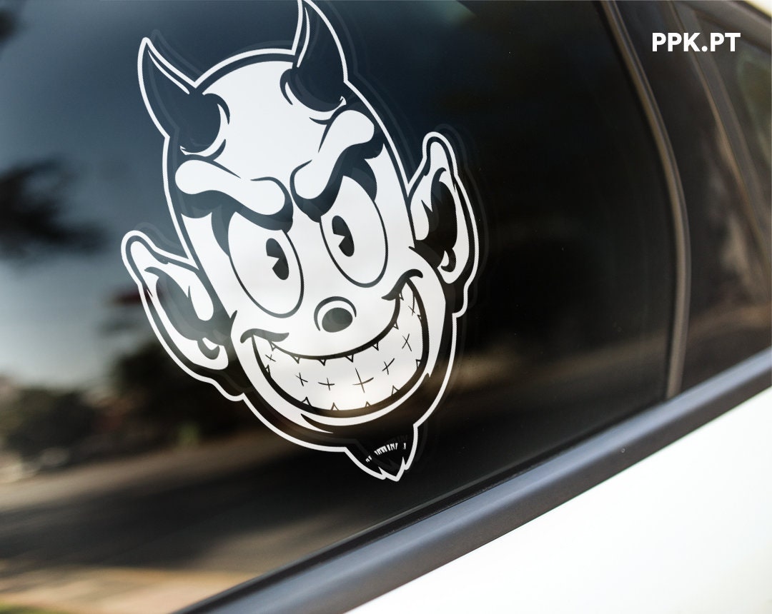 Devil Cartoon Tattoo Vinyl Decal Sticker for Car Yeti | Etsy