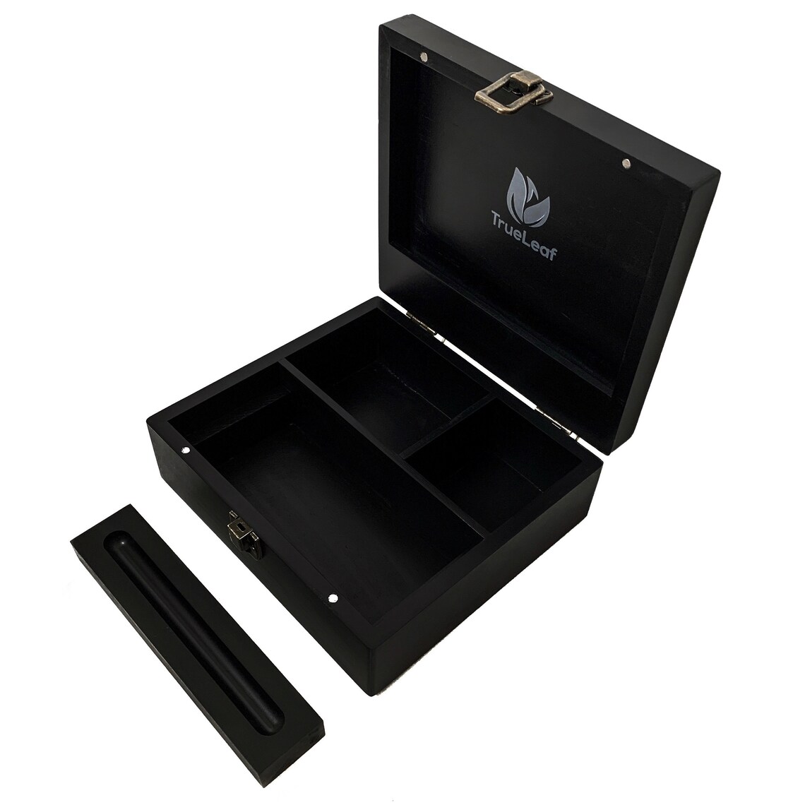 Trueleaf Black Wood Stash Box Set With Rolling Tray - Etsy
