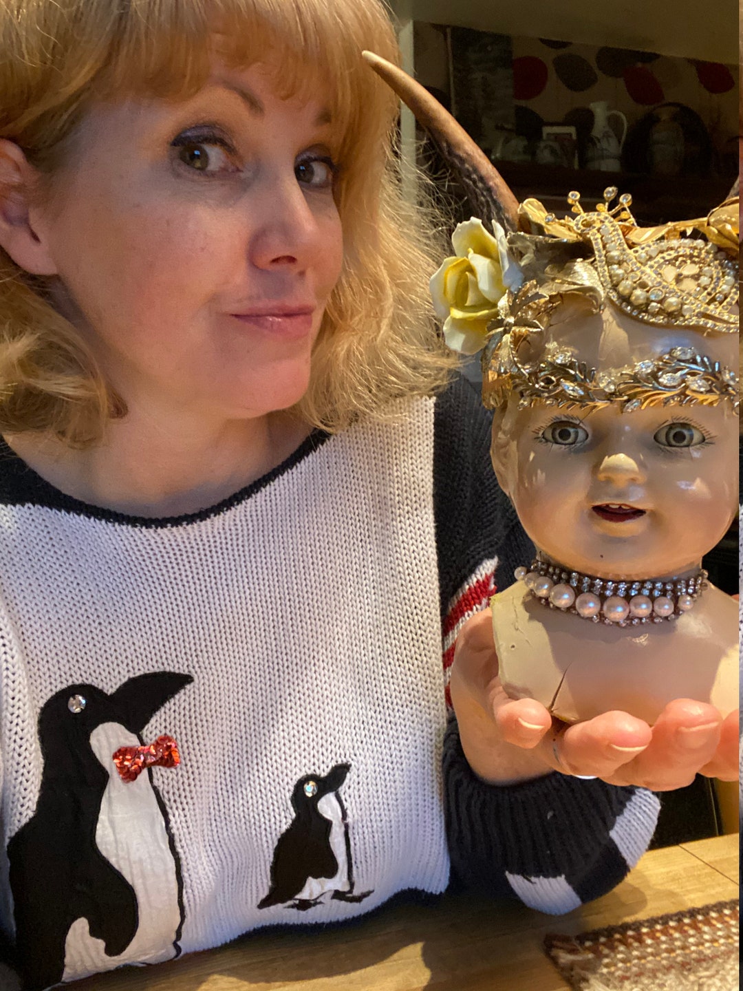 Cheeky Dear Art Doll Assemblage Gothic Baby Girl With Antlers and ...