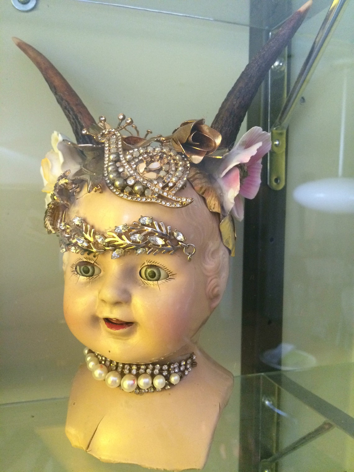 Cheeky Dear Art Doll Assemblage Gothic Baby Girl With Antlers | Etsy