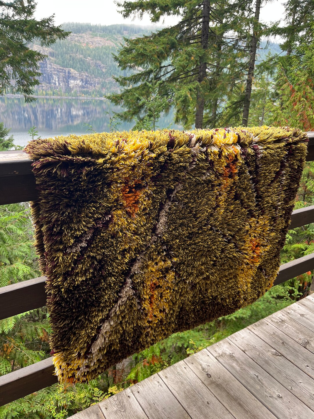 Scandinavian Rya Rug in Beautiful Free Form Natural Colours Mid Century ...