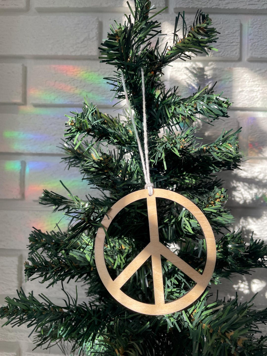 Peace Sign | Minimalist Engraved Wood Christmas Ornament - Etsy