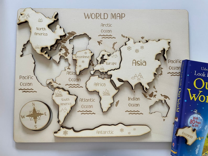 Wooden World Map World Map Puzzle Wooden Puzzle Mapamundi - Etsy