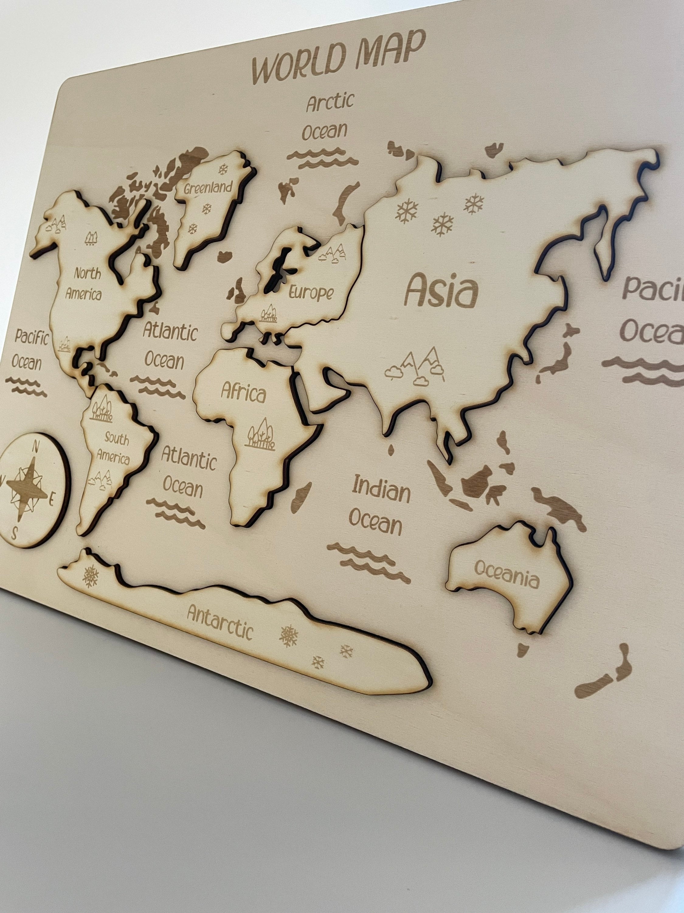 Wooden World Map World Map Puzzle Wooden Puzzle Mapamundi - Etsy