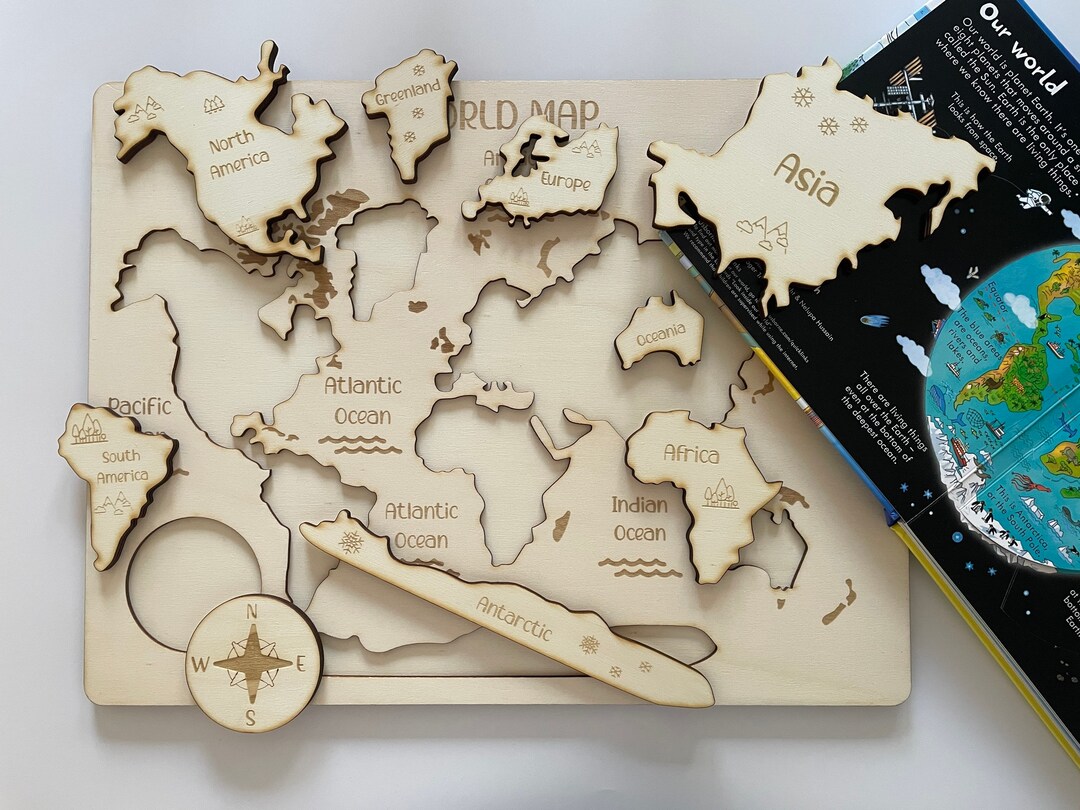 Wooden World Map World Map Puzzle Wooden Puzzle Mapamundi - Etsy