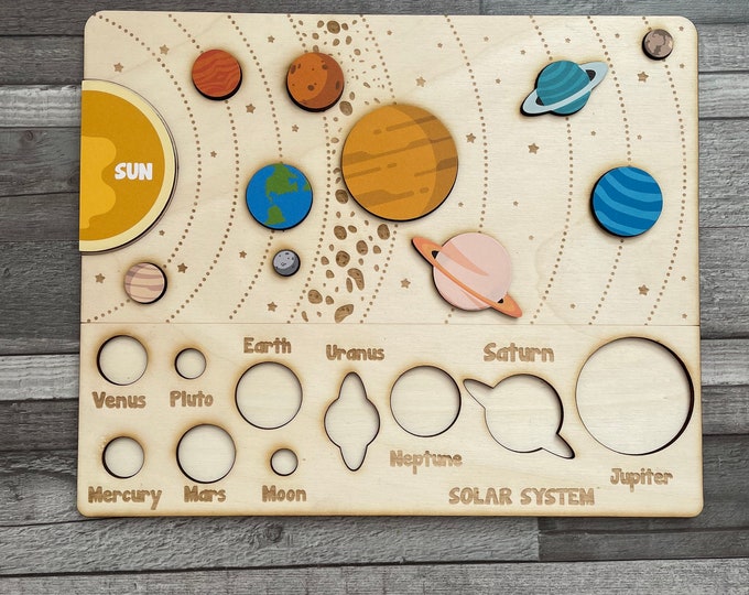 Solar System Puzzle, Space Puzzle, Space, Wooden Solar System Puzzle ...