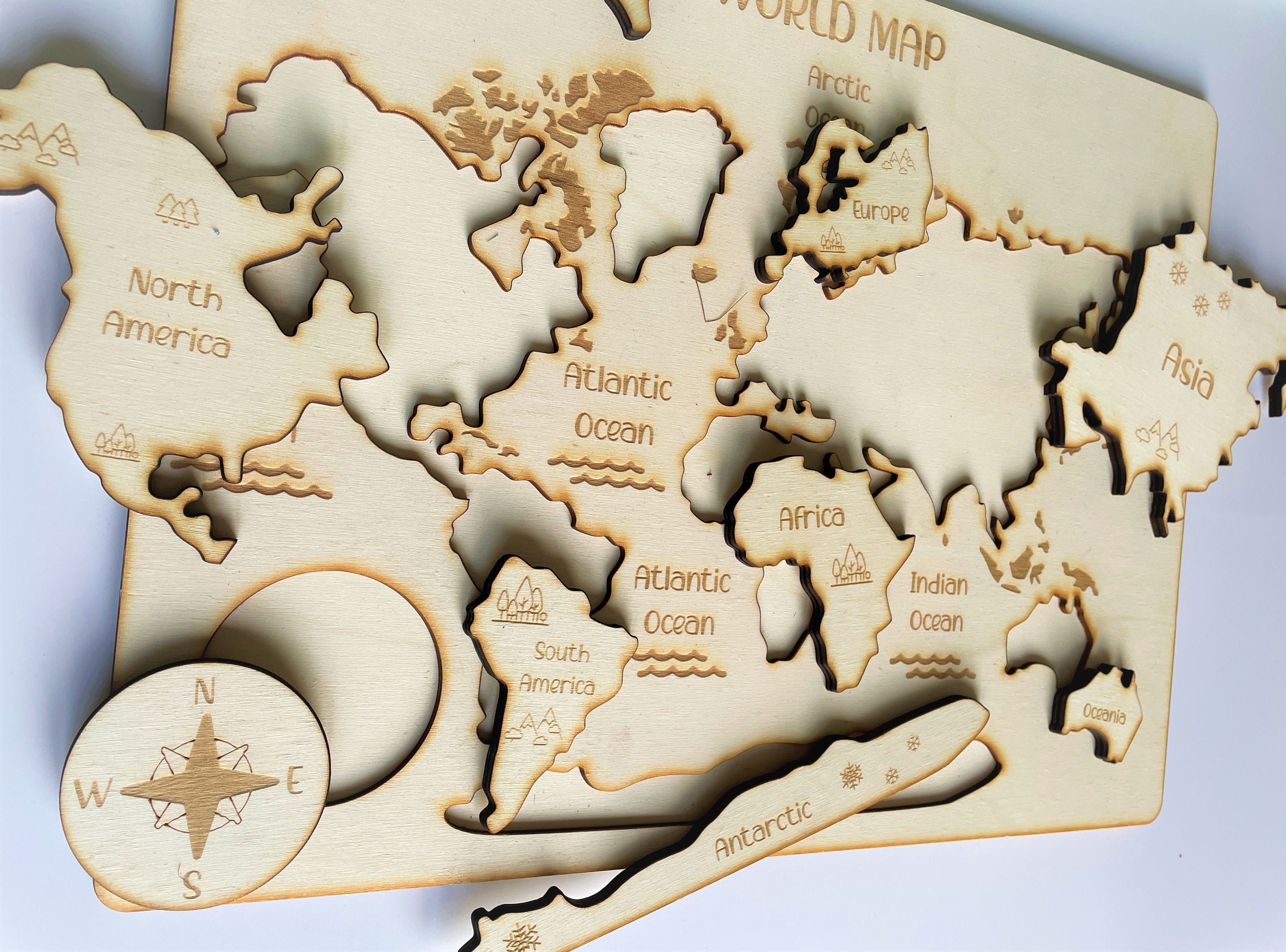 Wooden World Map World Map Puzzle Wooden Puzzle Mapamundi | Etsy