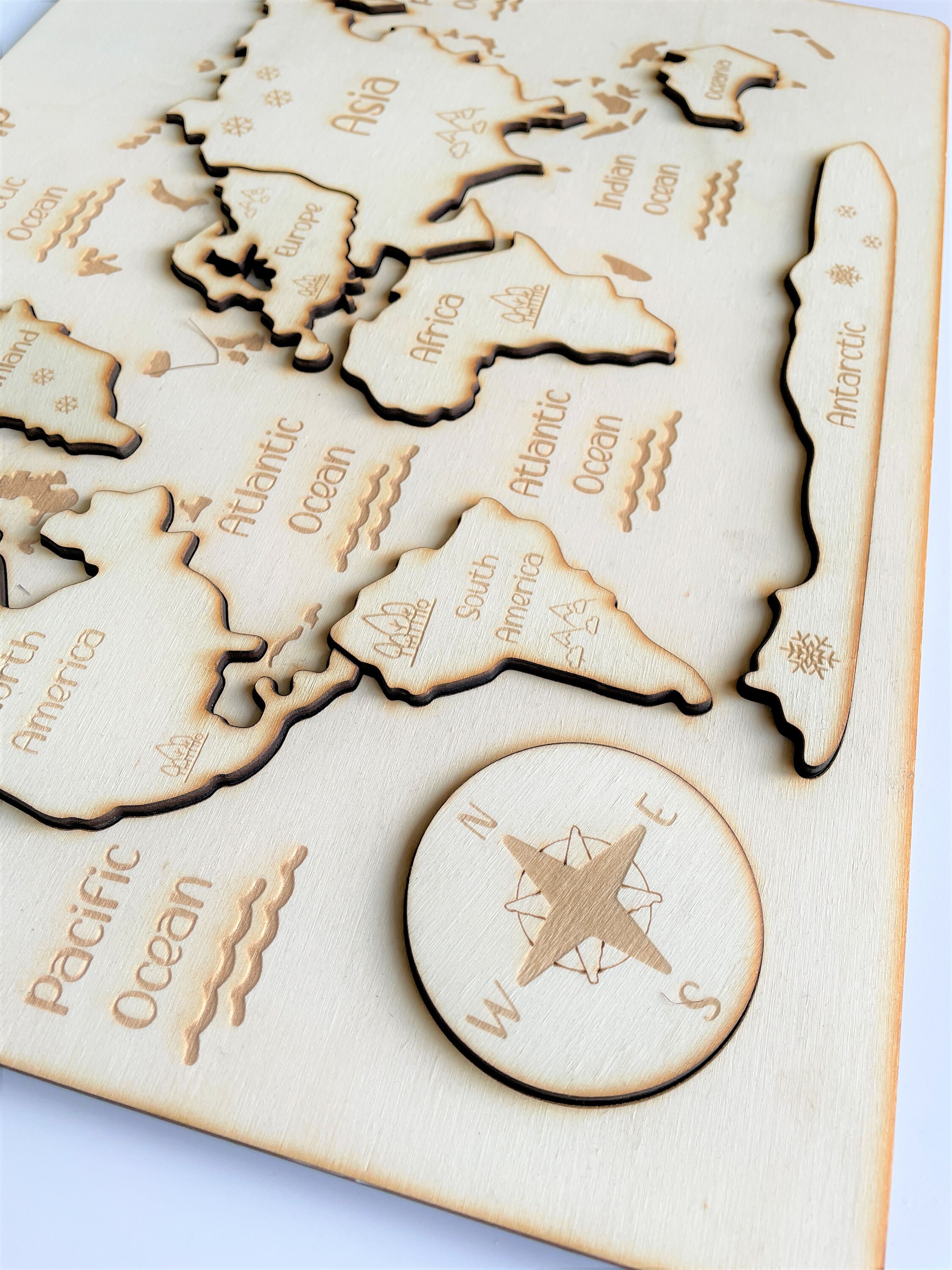 Wooden World Map World Map Puzzle Wooden Puzzle Mapamundi | Etsy