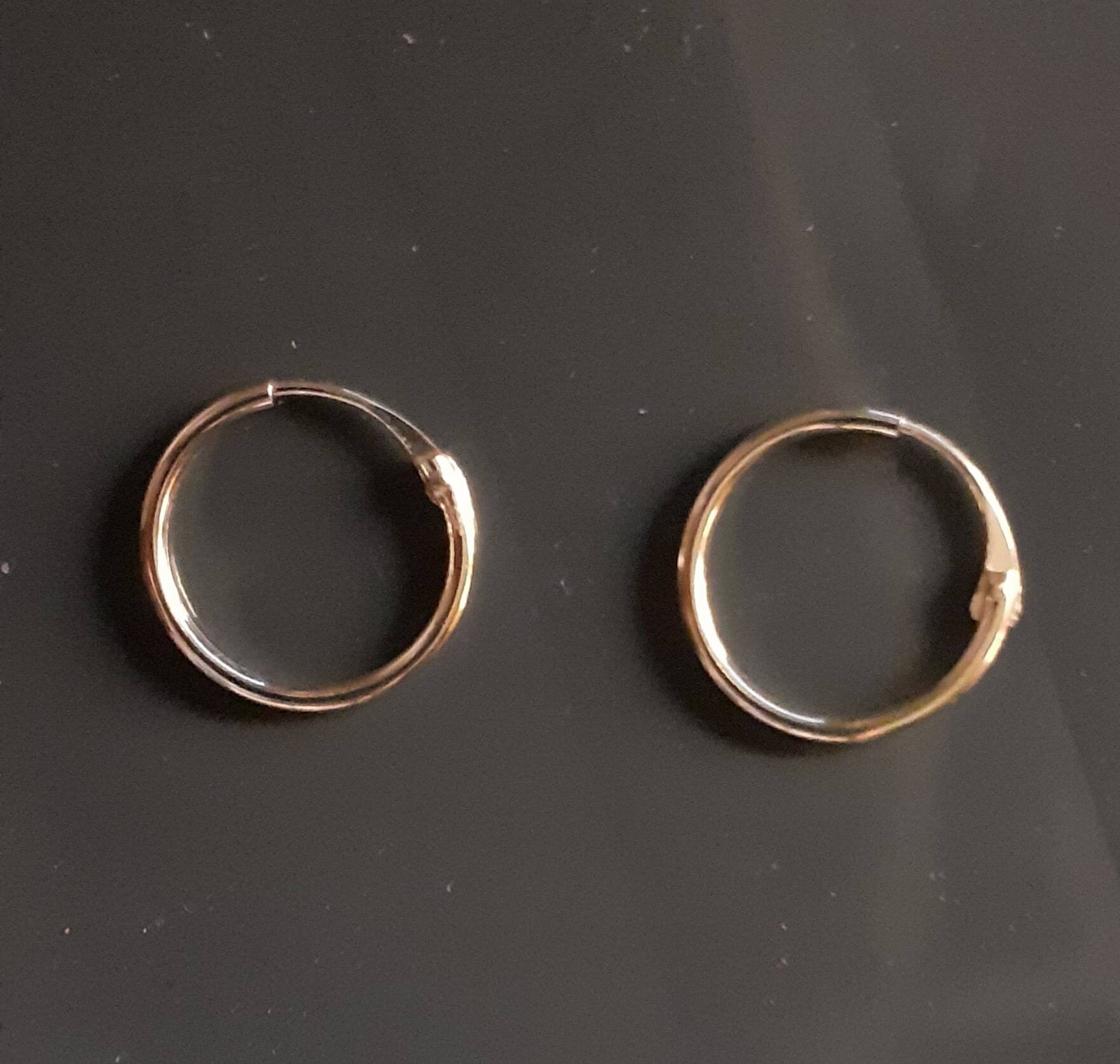 9K Solid Gold Hoop Earrings, Mini Hoops, Real Gold Creole Hoops, Huggie ...