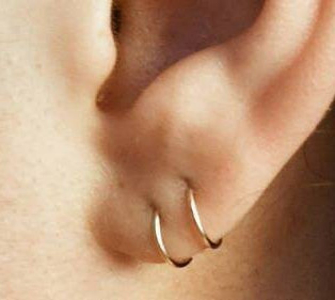 9K Solid Gold Hoop Earrings, 9K Real Gold Hoops, Tiny Hoops, Creole ...