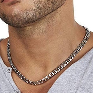 Men's Sterling Silver Curb Chain, 925 SOLID Silver Diamond Cut Curb ...