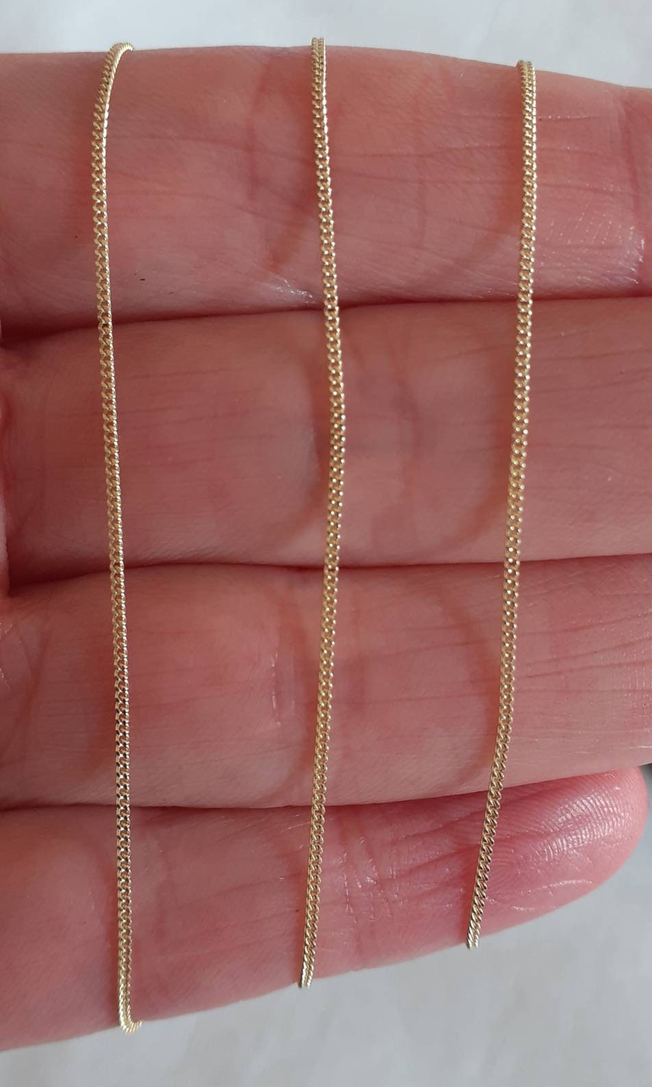 9K SOLID Gold Diamond Cut Curb Chain Dainty Curb Chain 9K | Etsy