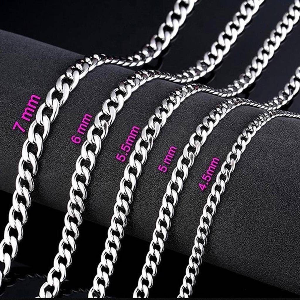 Men's Sterling Silver Curb Chain, 925 SOLID Silver Diamond Cut Curb ...