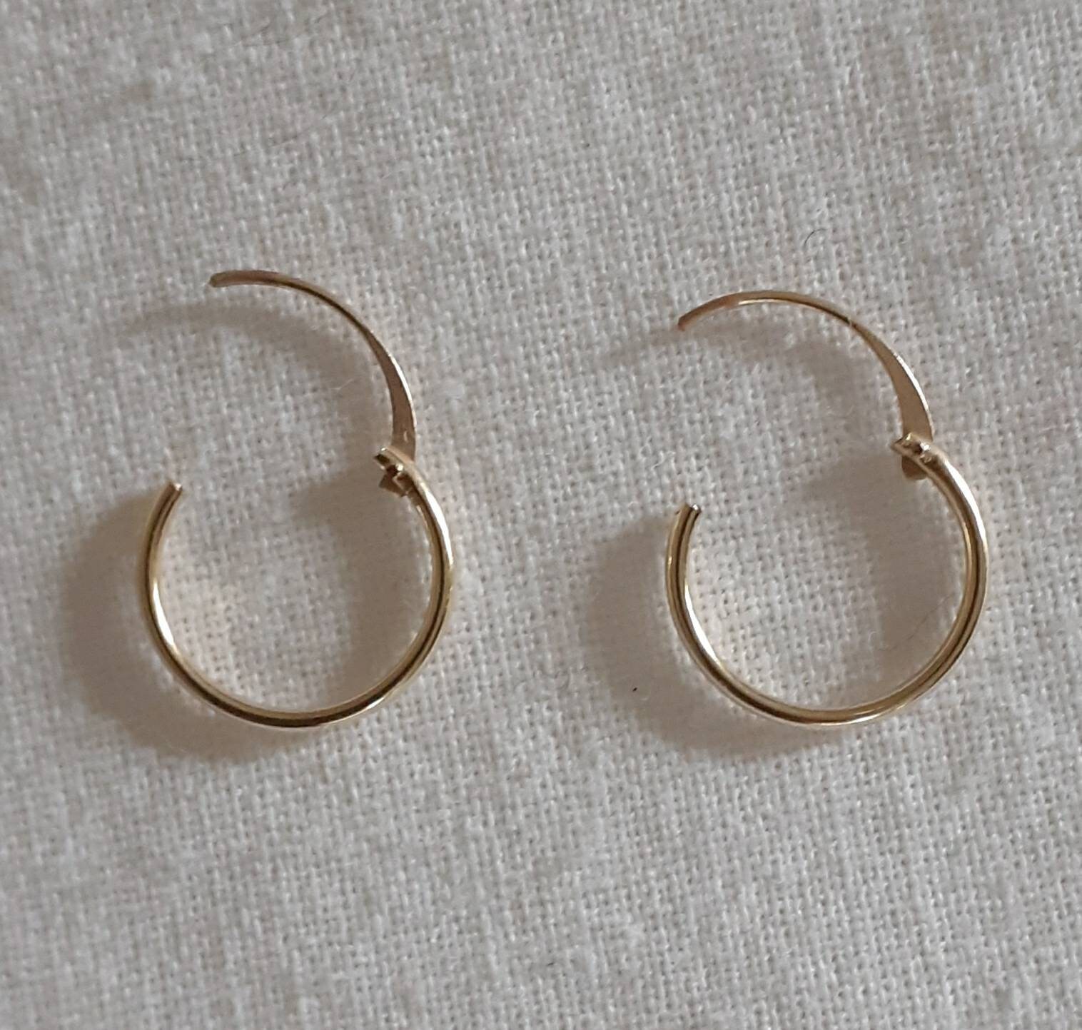 Men's 9K Solid Gold Hoop Earrings, 9K Gold Creole Hoops, Superlight ...