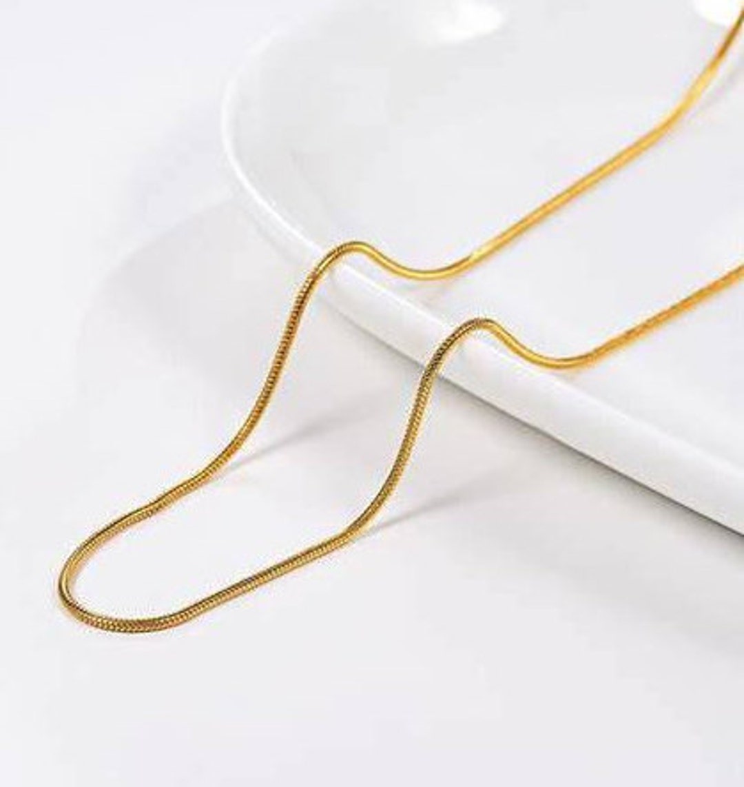 9K Solid Gold Snake Chain, Real Gold Diamond Cut Square Snake Chain ...
