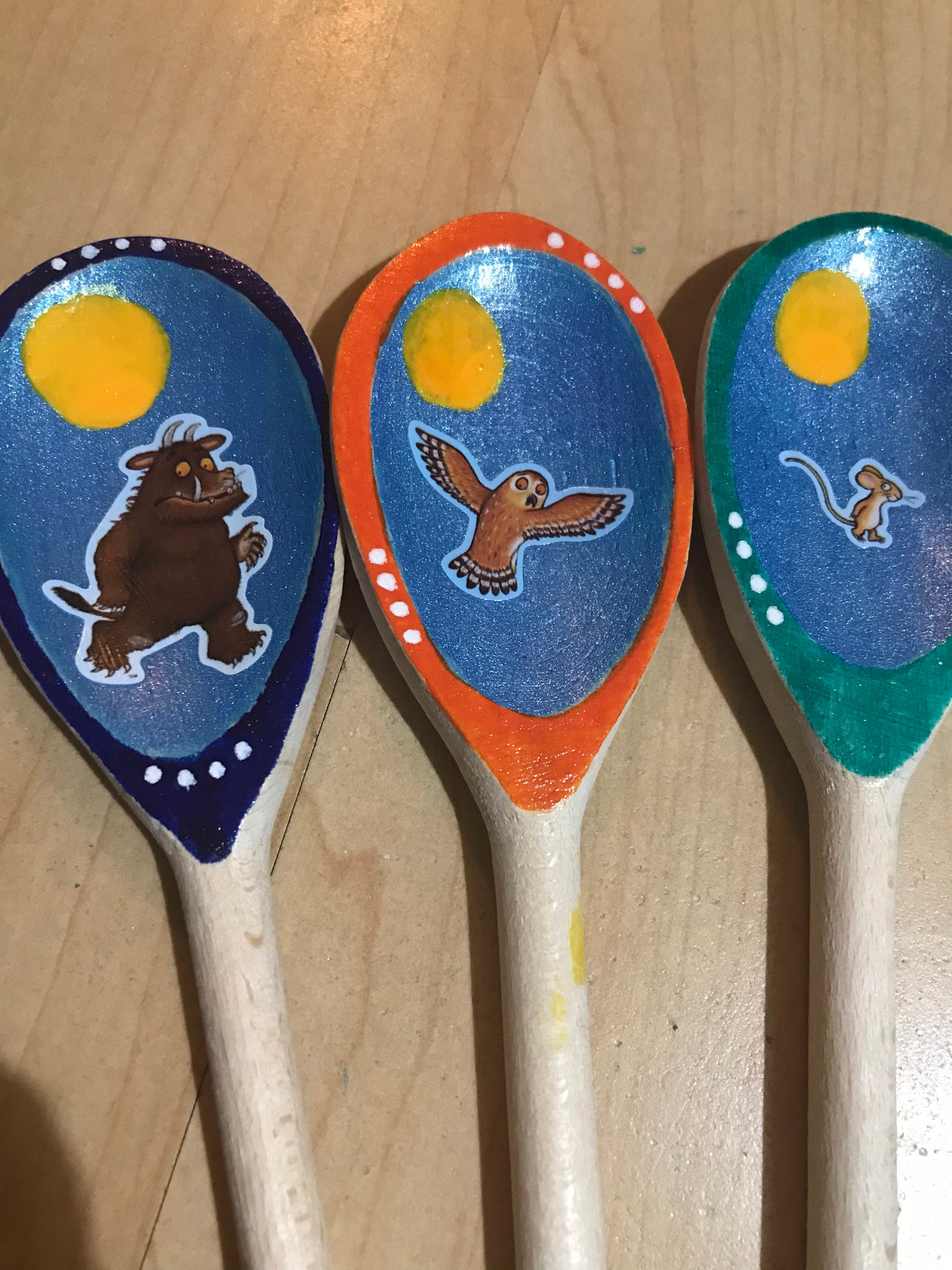 Set of Five Wooden Gruffalo Story Spoons Story Sack - Etsy UK