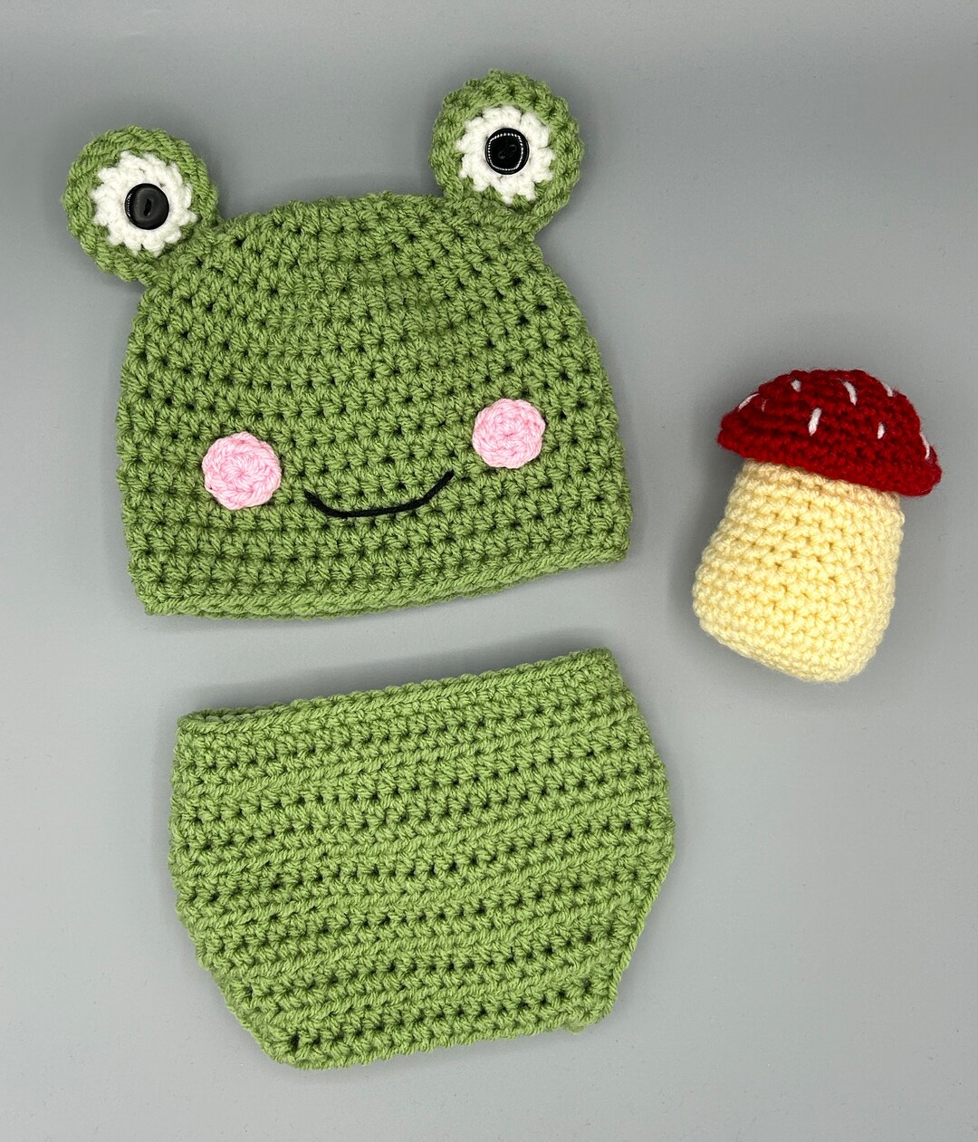 Frog and Toadstool Newborn Photo Prop Set - PDF Pattern - Digital ...
