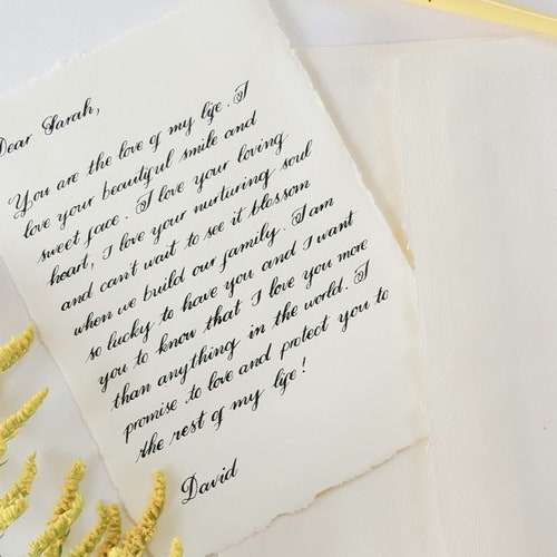 Handwritten Calligraphy Love Letters on Cotton Paper Poems - Etsy