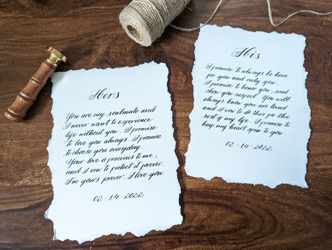 Handwritten Calligraphy Love Letters on Cotton Paper, Poems ...