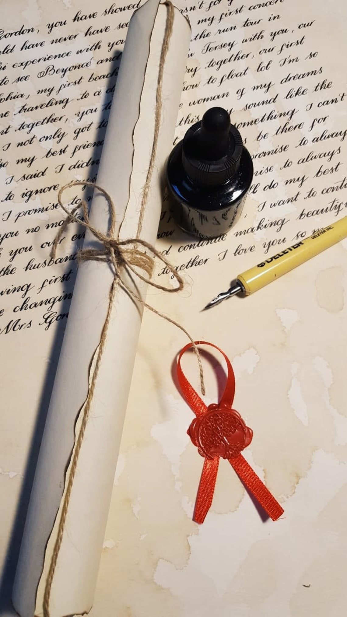 Handwritten Scroll Letter Scroll Wedding Vows Calligraphy | Etsy