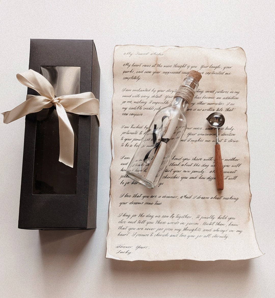 Personalized Handwritten Letter in A Bottle, Love Letter, Message ...