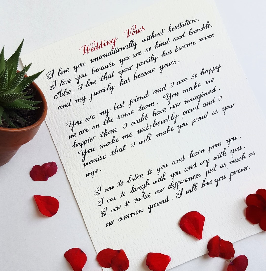 Personalized Handwritten Wedding Vows, Anniversary, Poem, Letters ...
