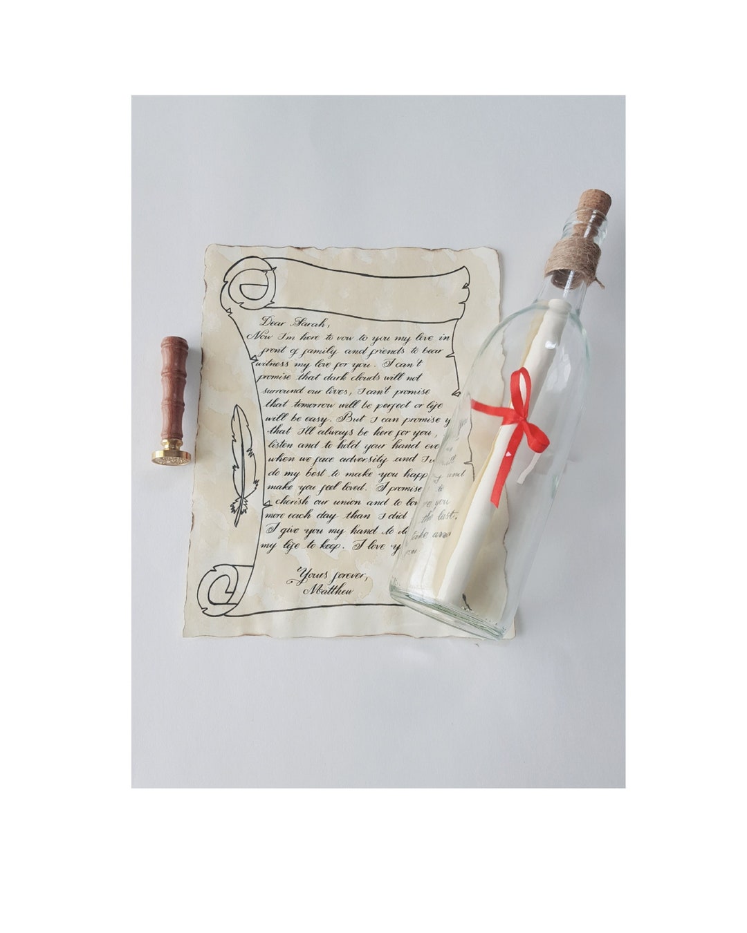 Personalized Handwritten Letter in A Bottle, Love Letter, Message ...