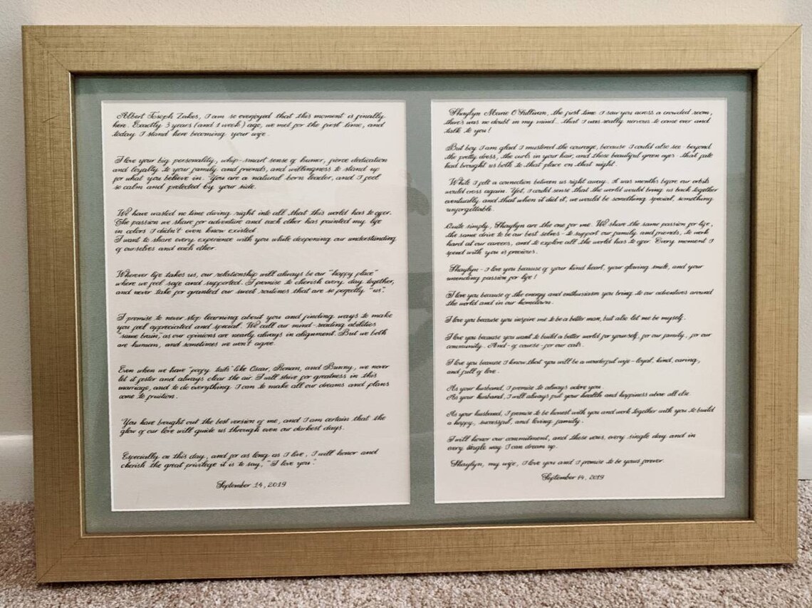 Handwritten Wedding Vows on Large Paper Handwritten - Etsy
