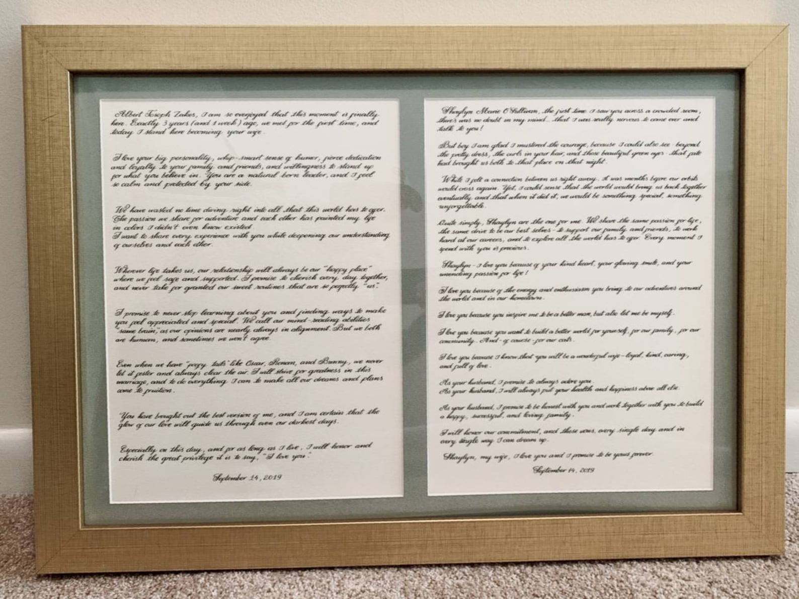 Handwritten Wedding Vows on Large Paper, Handwritten Anniversary Wall ...
