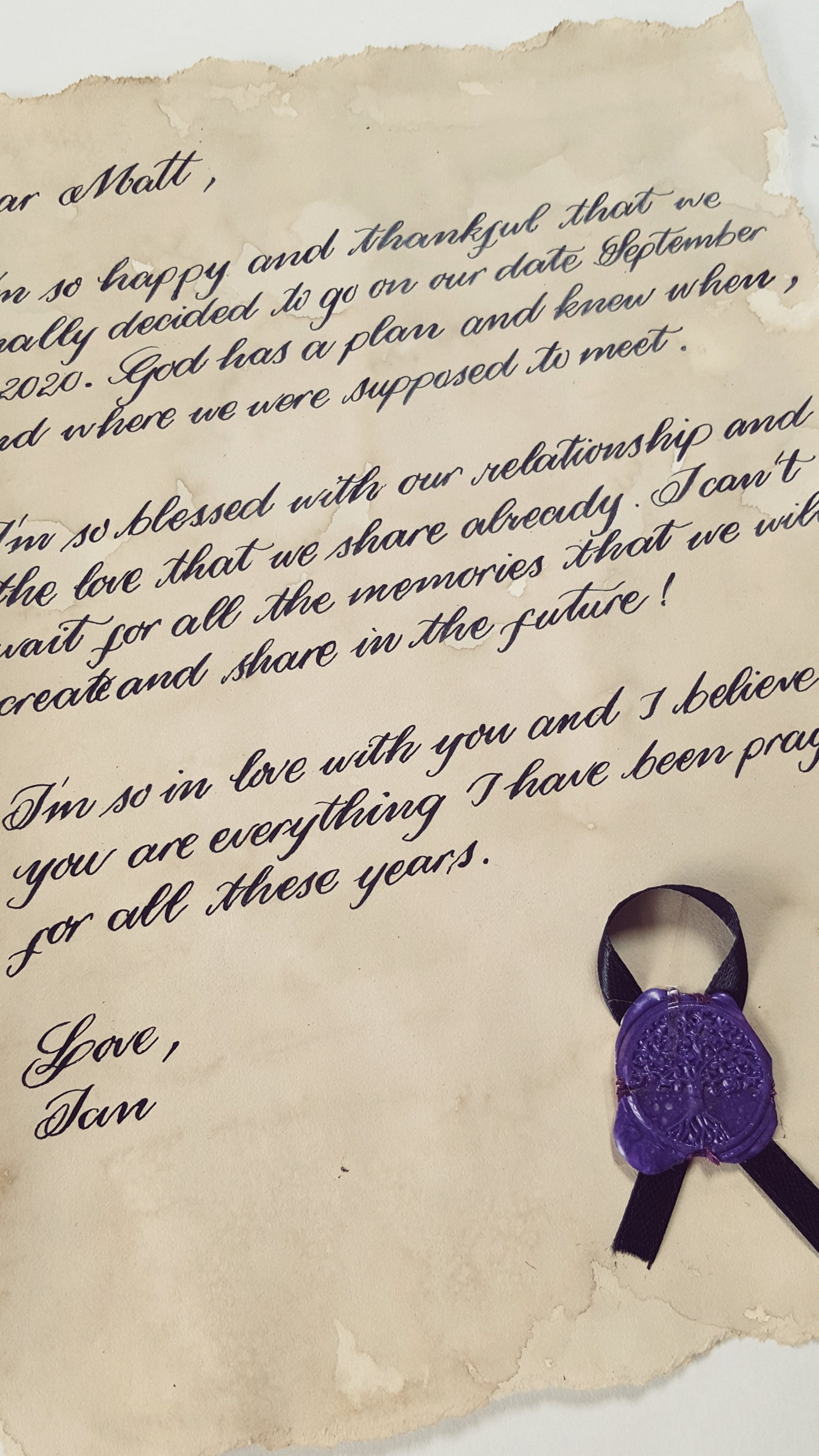 Handwritten Letters on Aged Paper With Torn Edge and Wax Seal, Poems ...