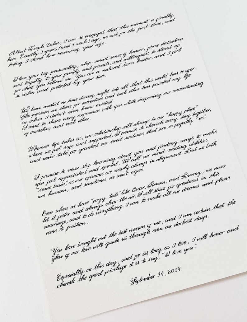 Handwritten Wedding Vows on Large Paper Handwritten - Etsy