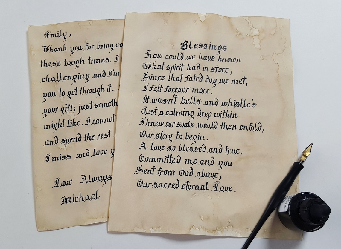 Old Fashioned Love Letter, Handwritten Gothic Calligraphy Antique ...