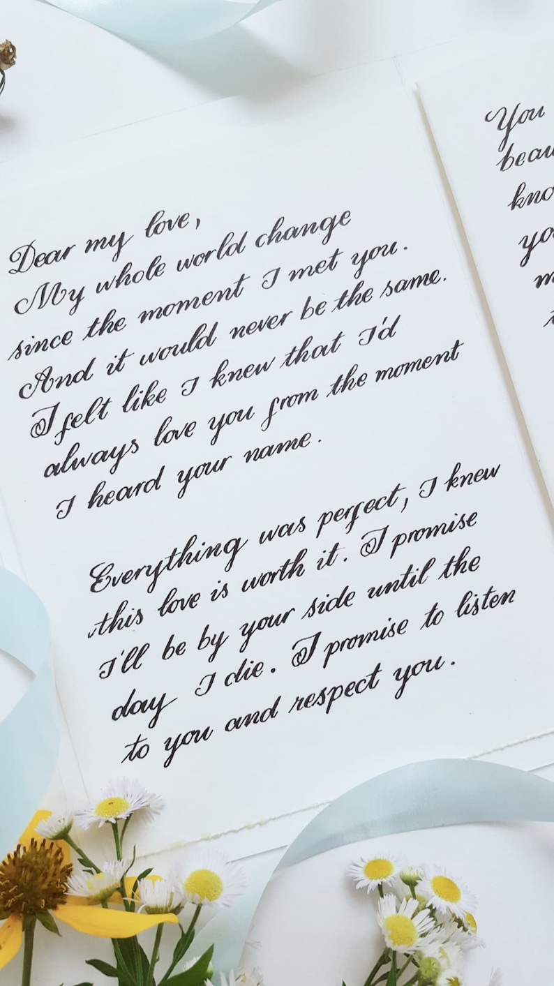 Handwritten Calligraphy Wedding Vows Books Handmade Wedding | Etsy