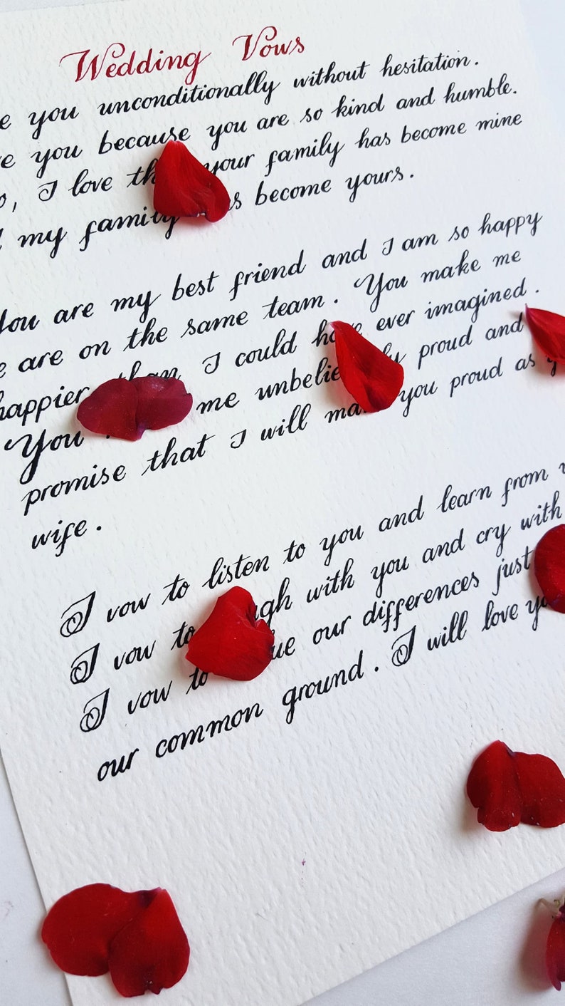 Handwritten Letters Wedding Vows Birthday Cards - Etsy