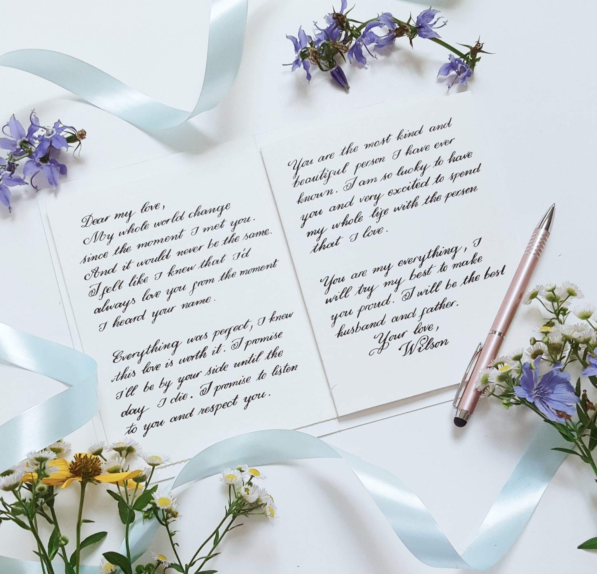 Handwritten Calligraphy Wedding Vows Books Handmade Wedding | Etsy