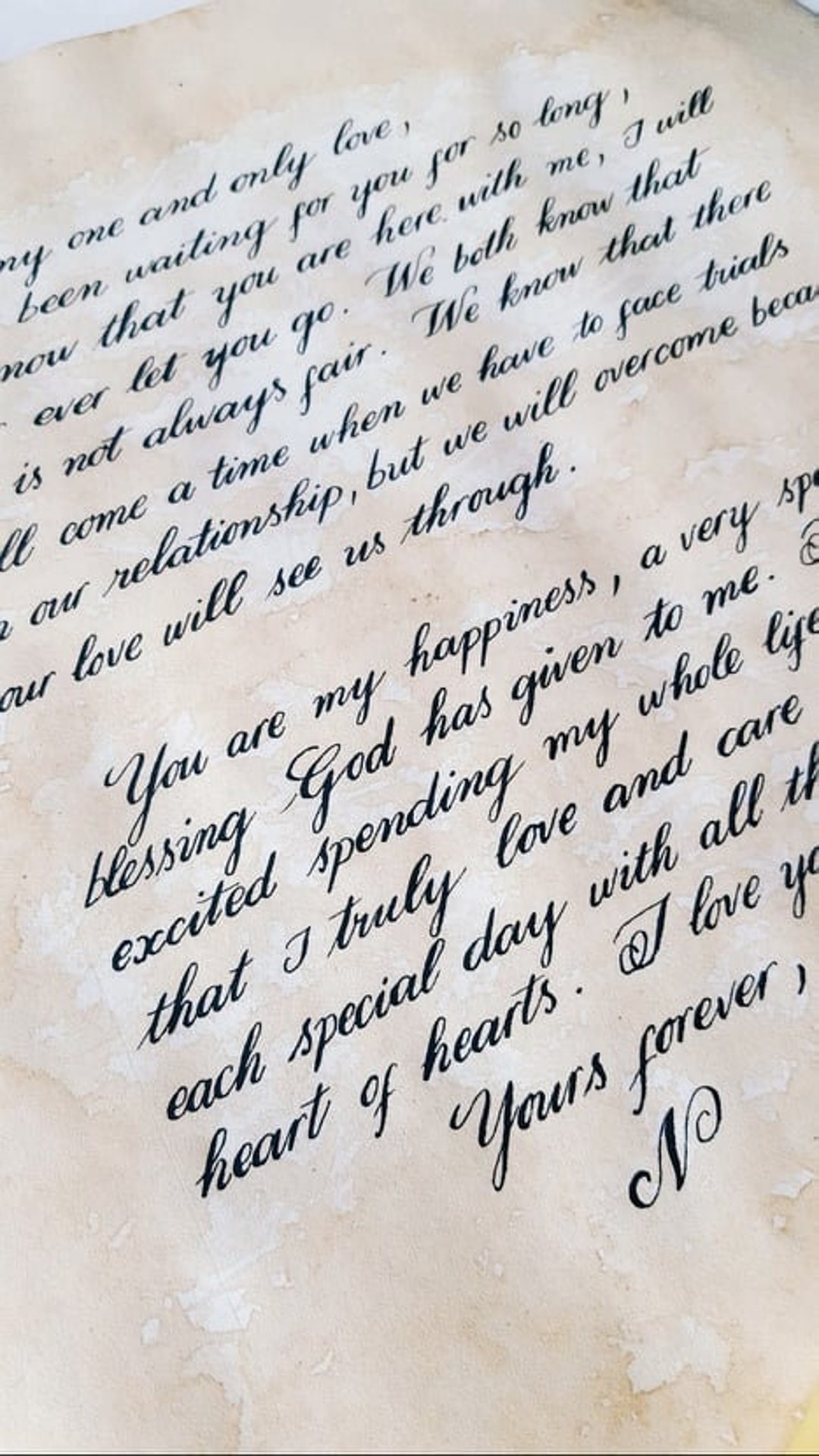 Handwritten Calligraphy Letter on Parchment Paper, Personalized ...