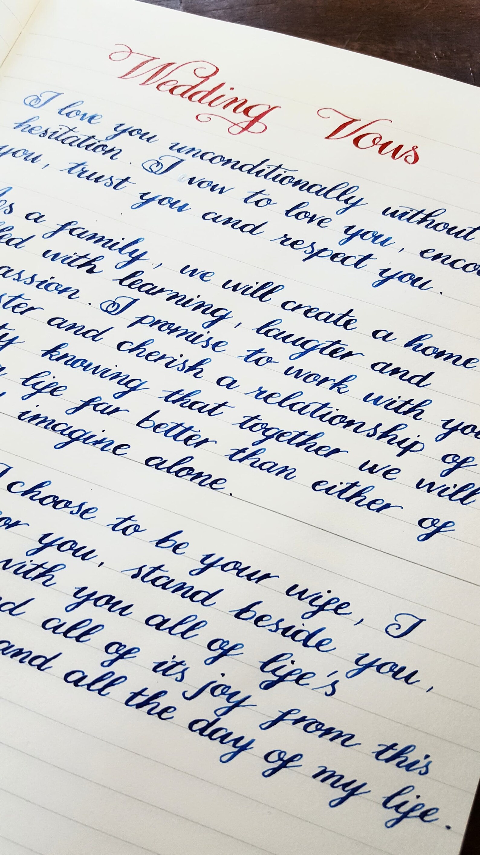 Custom Bride and Groom Handwritten Wedding Vows Anniversary | Etsy