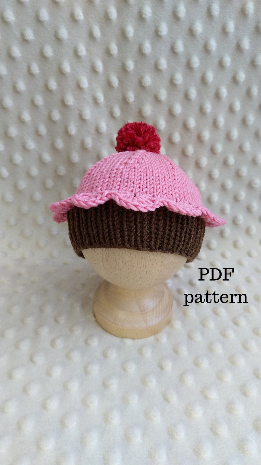 CUPCAKE Hat PDF Pattern, Knitting Pattern, Photo Prop Pattern, Newborn ...