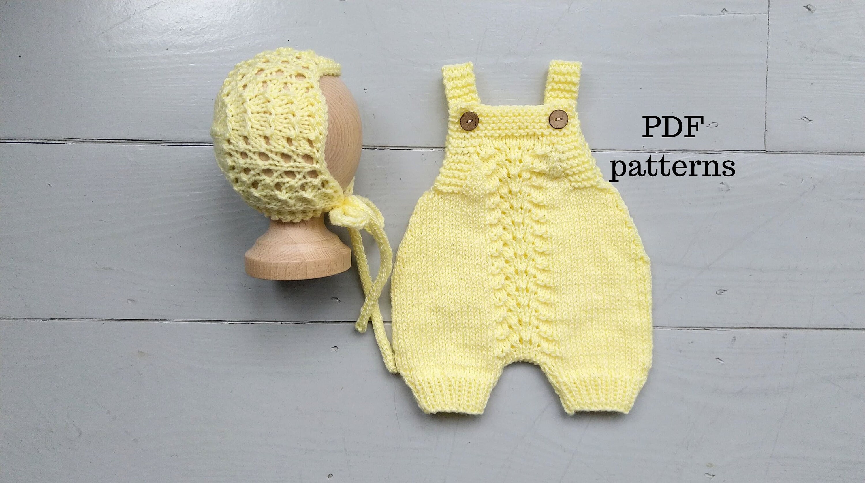 MARIA Romper and MIA Bonnet PDF Patterns, Reborn Knitting Pattern ...