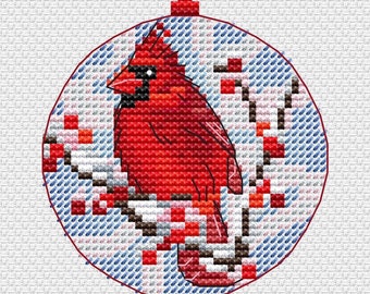 Cross Stitch Pattern Red Cardinal Christmas 732 Modern Cross - Etsy