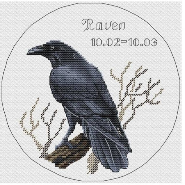 Raven Cross Stitch - Etsy