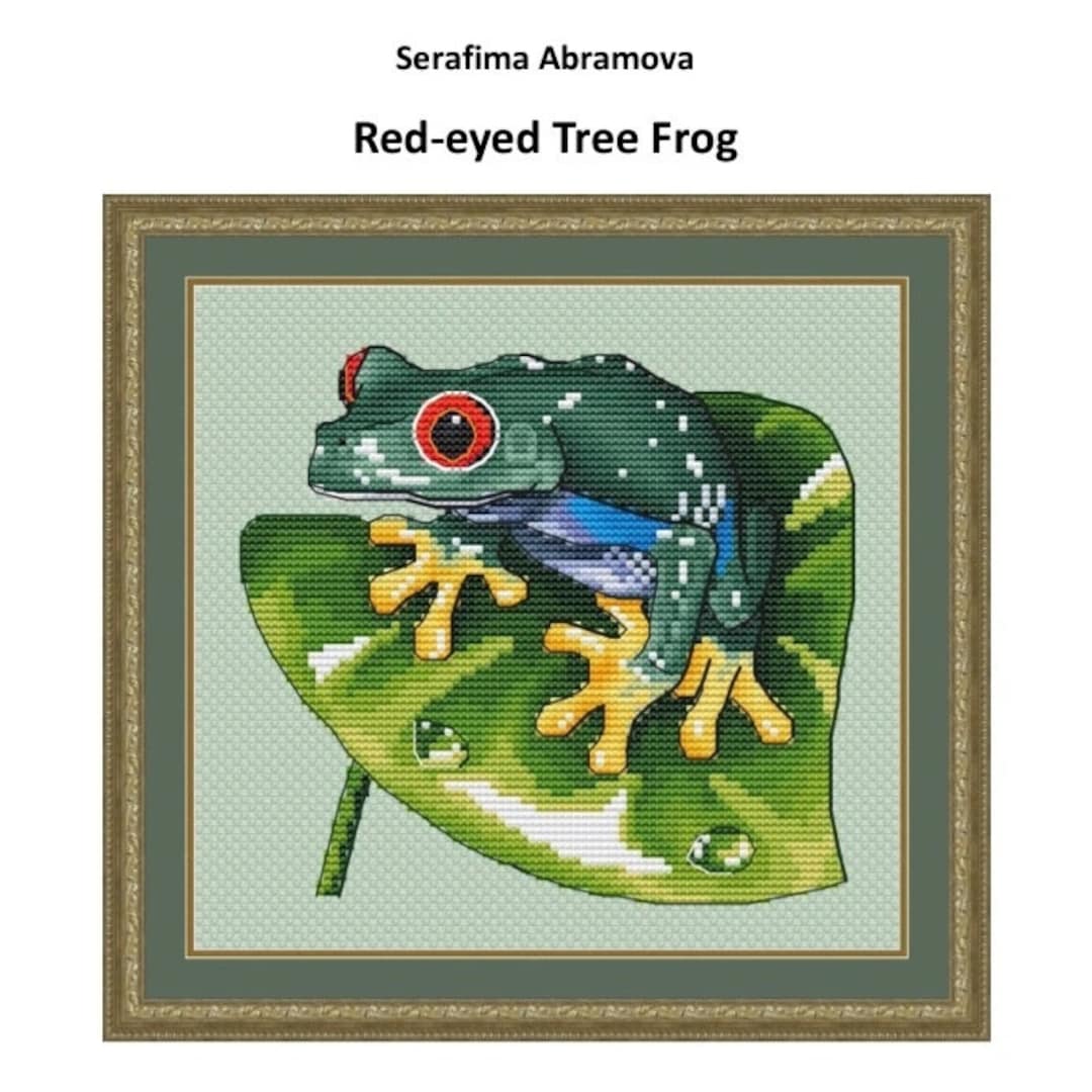 Red-eyed Treefrog Counted Cross Stitch Pattern, Frog Embroidery Chart ...