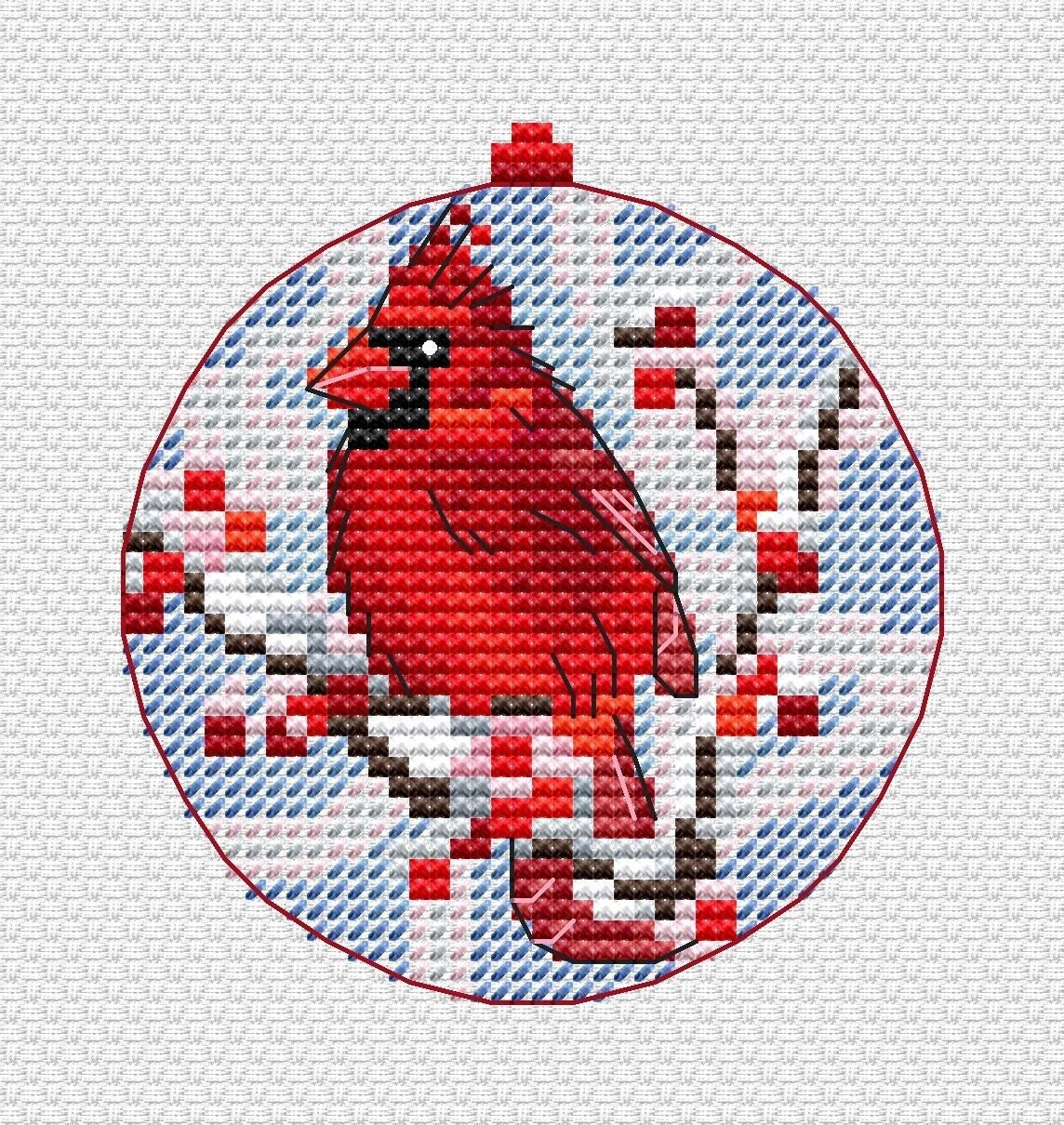 Cardinal Christmas Bubble Counted Cross Stitch Pattern - Etsy