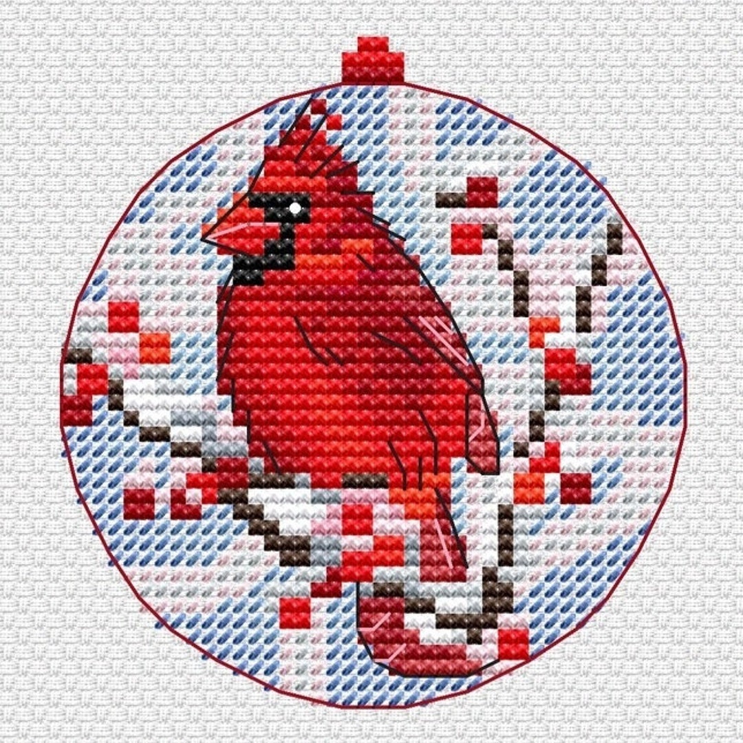 Cardinal Christmas Ball Counted Cross Stitch Pattern - Etsy