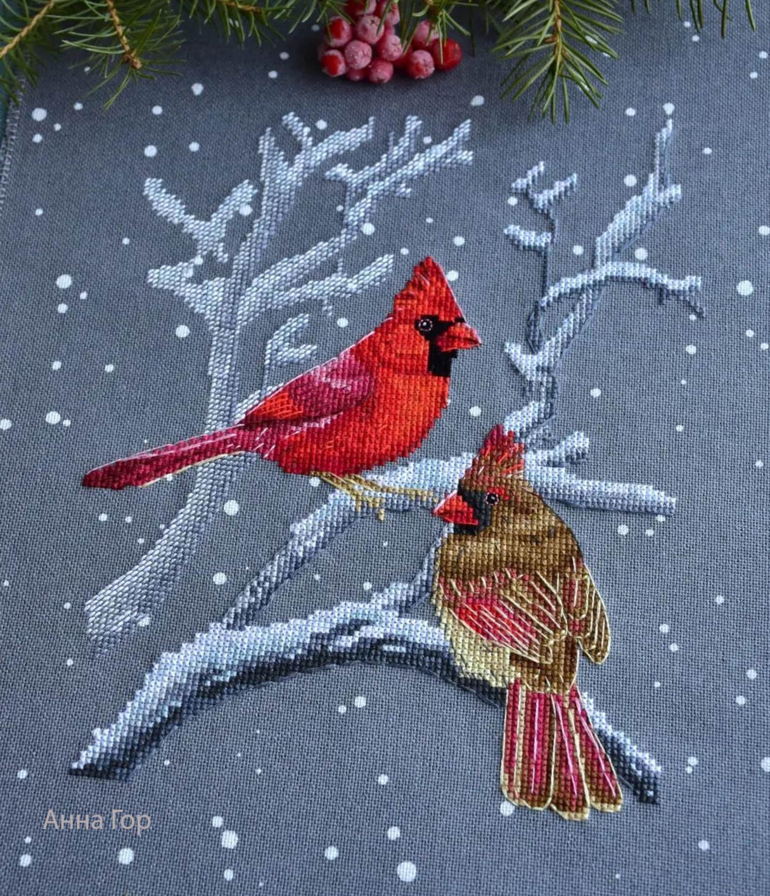 Cardinals Counted Cross Stitch Pattern - Etsy