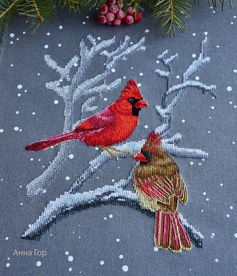 Cardinals Counted Cross Stitch Pattern - Etsy